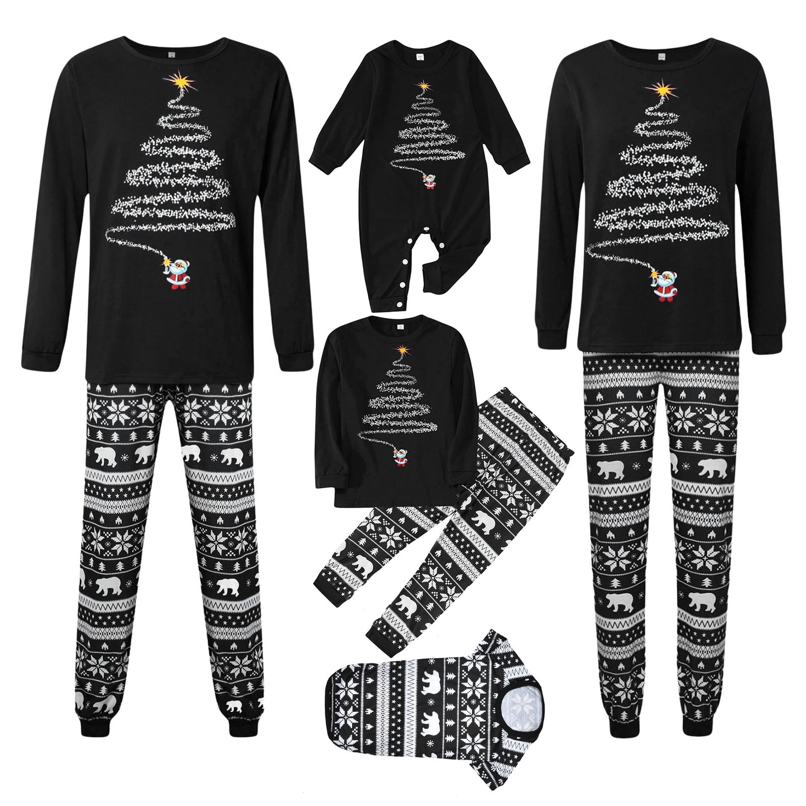 Christmas Pajamas Family Christmas Print Comfy Long Sleeve Round Neck ...