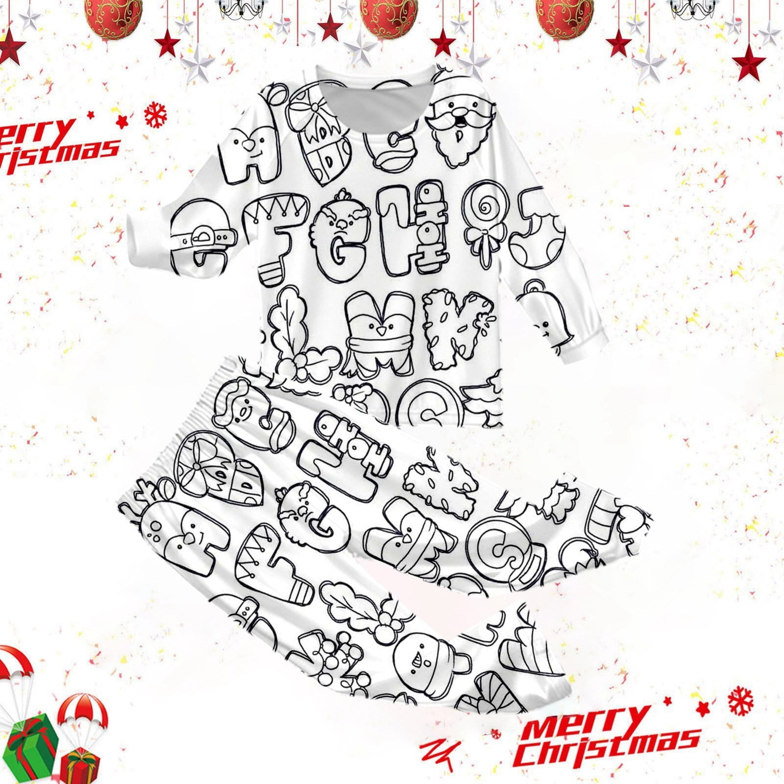 Christmas Pajamas Family Matching Family Colorable Pajamas Color ...