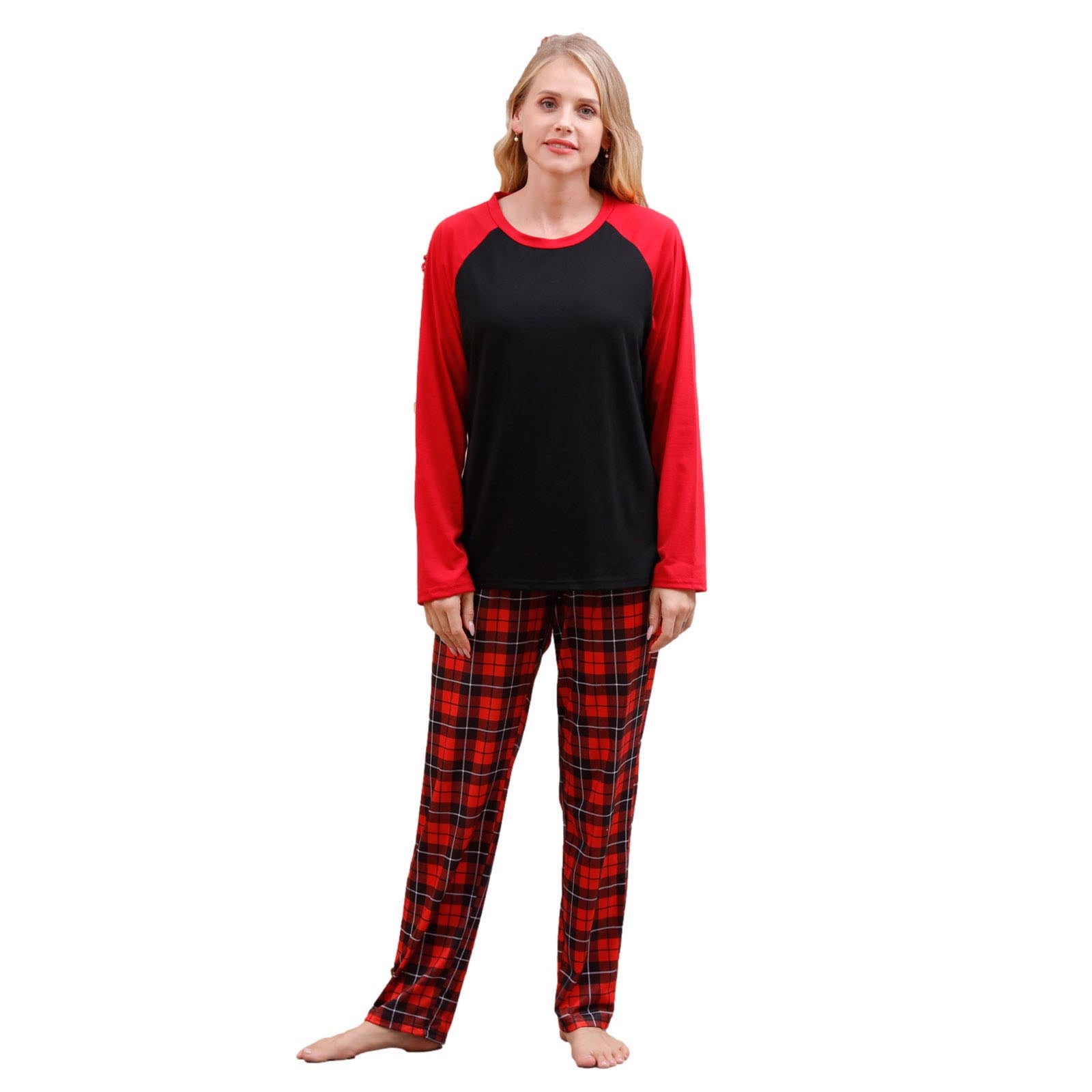 Christmas Pajamas for Family Matching Outfits Casual Long Sleeve Top ...