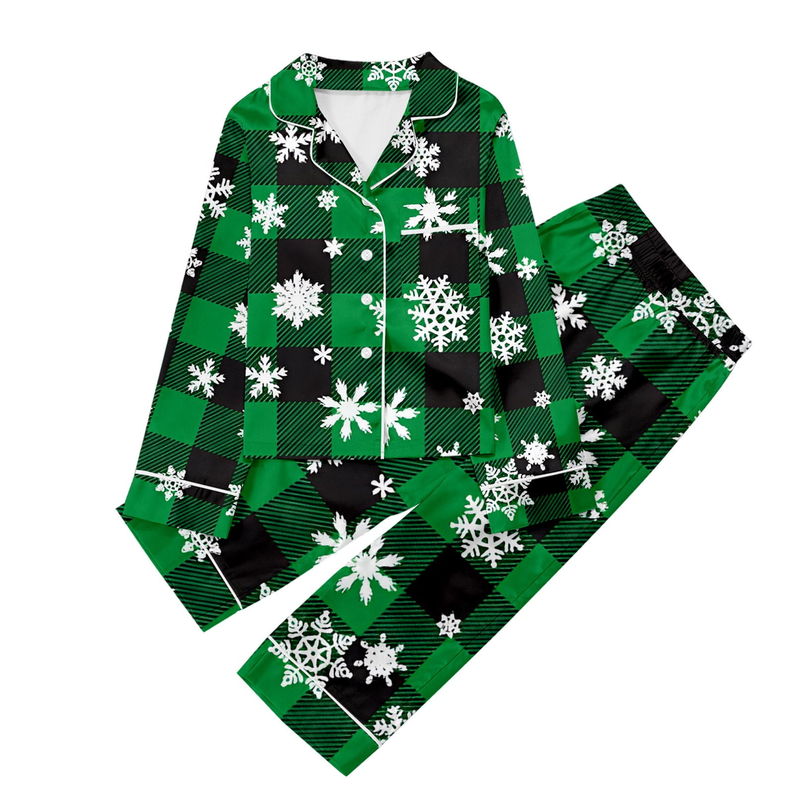 Christmas Pajamas For Kids Christmas Snowflake Checkered 2 Piece Pjs ...