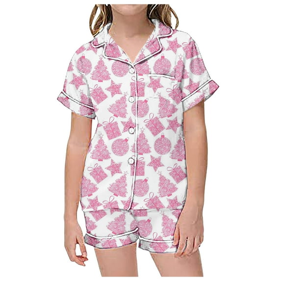 Christmas Pajamas For Kids Christmas Tree Polka Dots Pajamaa Set V Neck ...