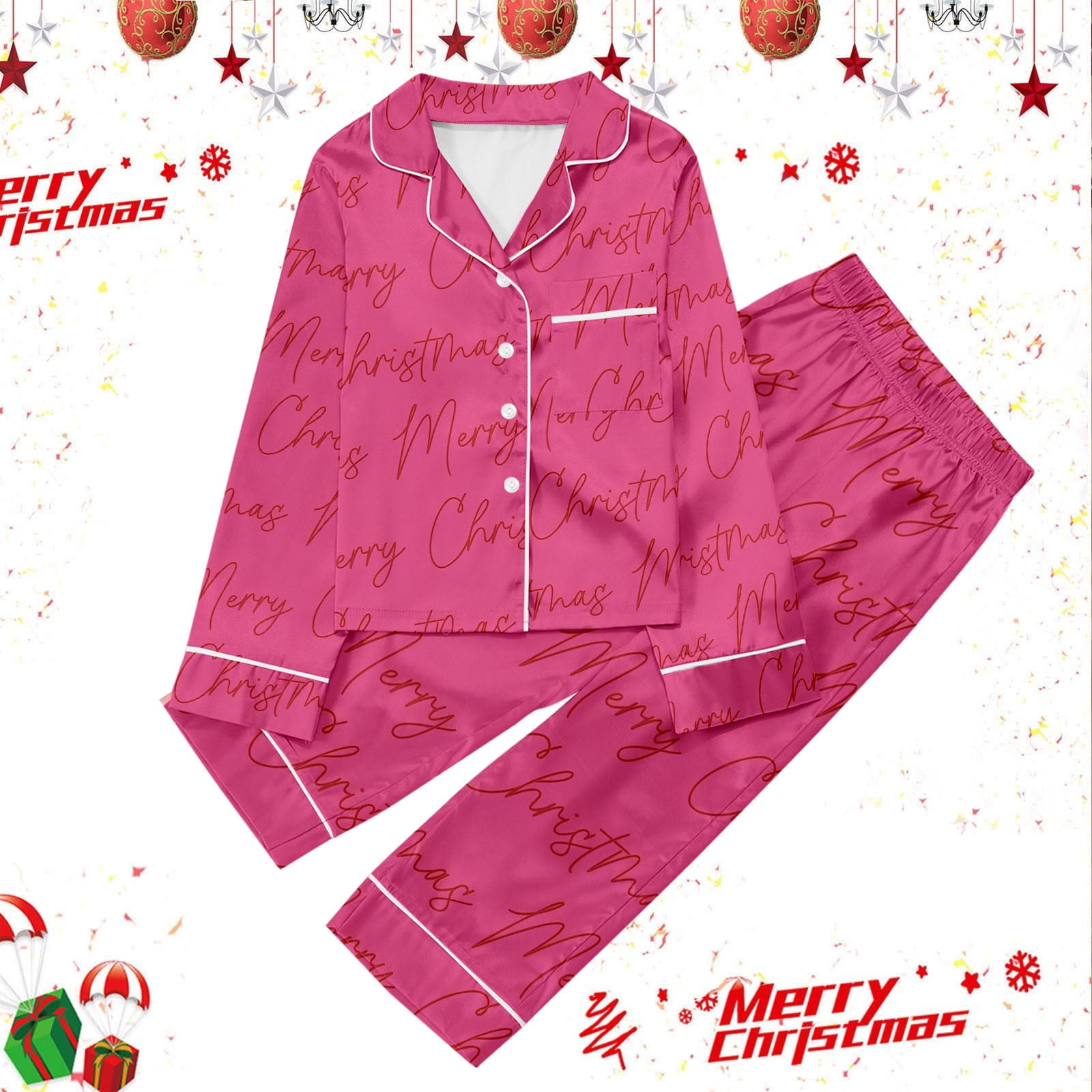 Christmas Pajamas Kids Christmas Print Long Sleeve Cardigan Shirts ...
