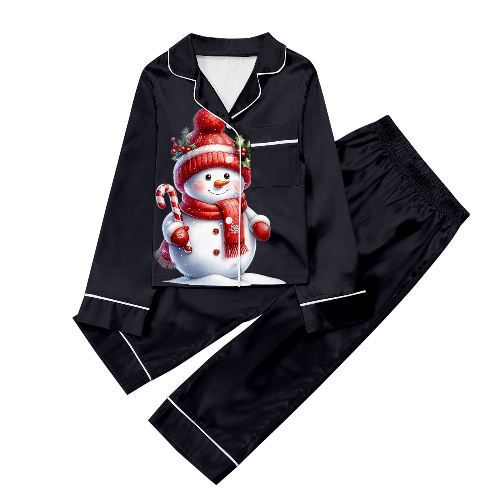 Christmas Pajamas Kids Christmas Snowman Pjs Sets V Neck Long Sleeve ...