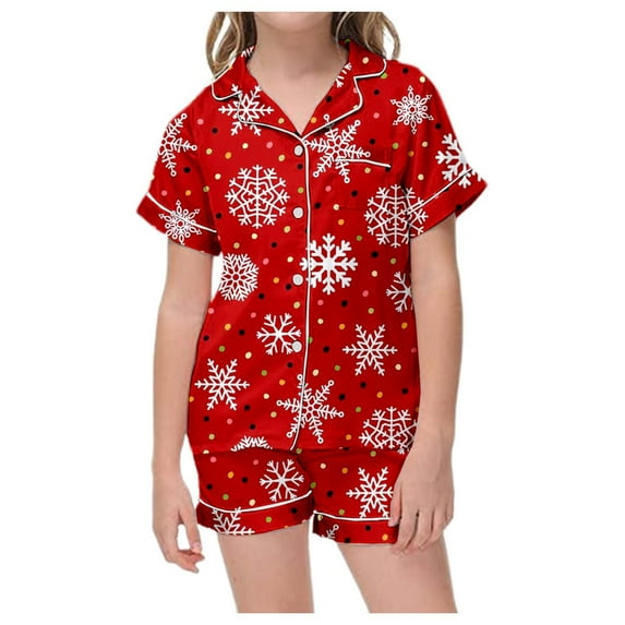 Christmas Pajamas Kids Snowflake Christmas Pajamas Sets Kids V Neck ...