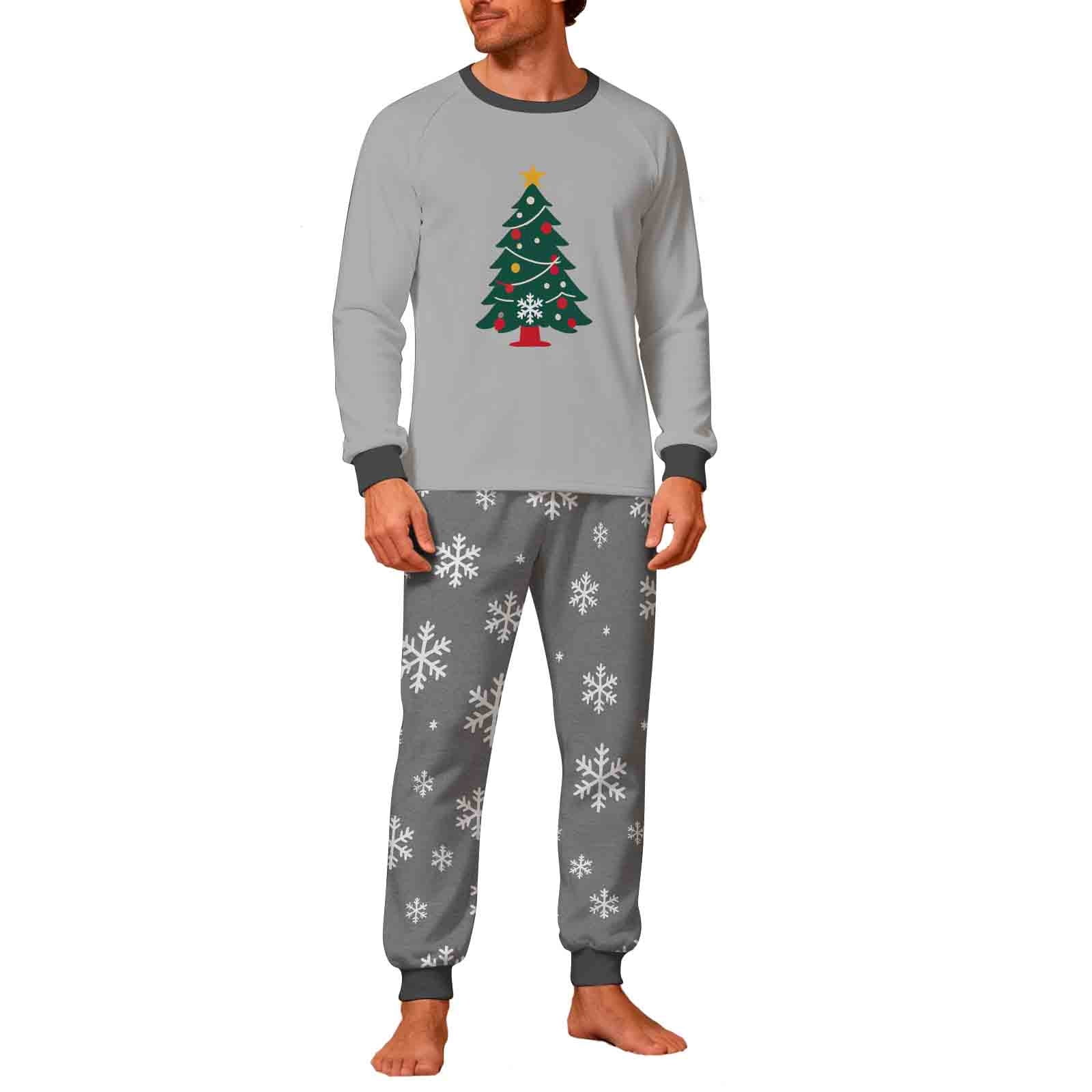 Christmas Pajamas Men Matching,Long Sleeve Pjs for Winter with Elk ...
