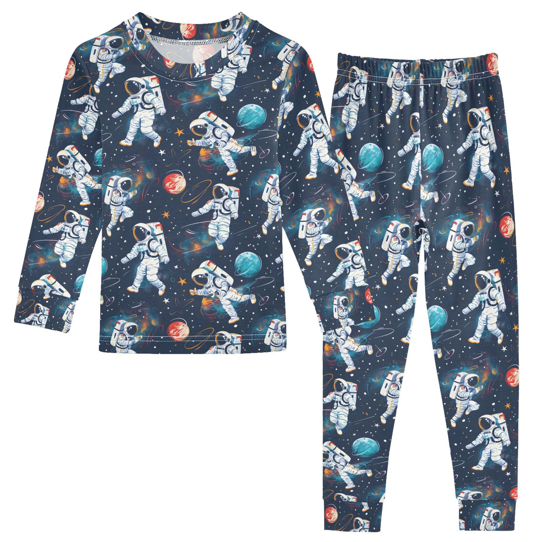 Christmas Pajamas Print Astronauts and Space Motifs Cute Comfortable ...