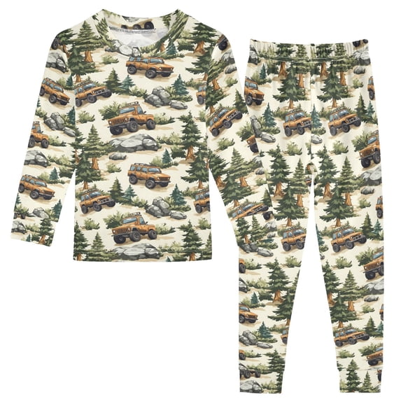 Christmas Pajamas Road Cars Cute Comfortable Cotton Two-piece Christmas ...