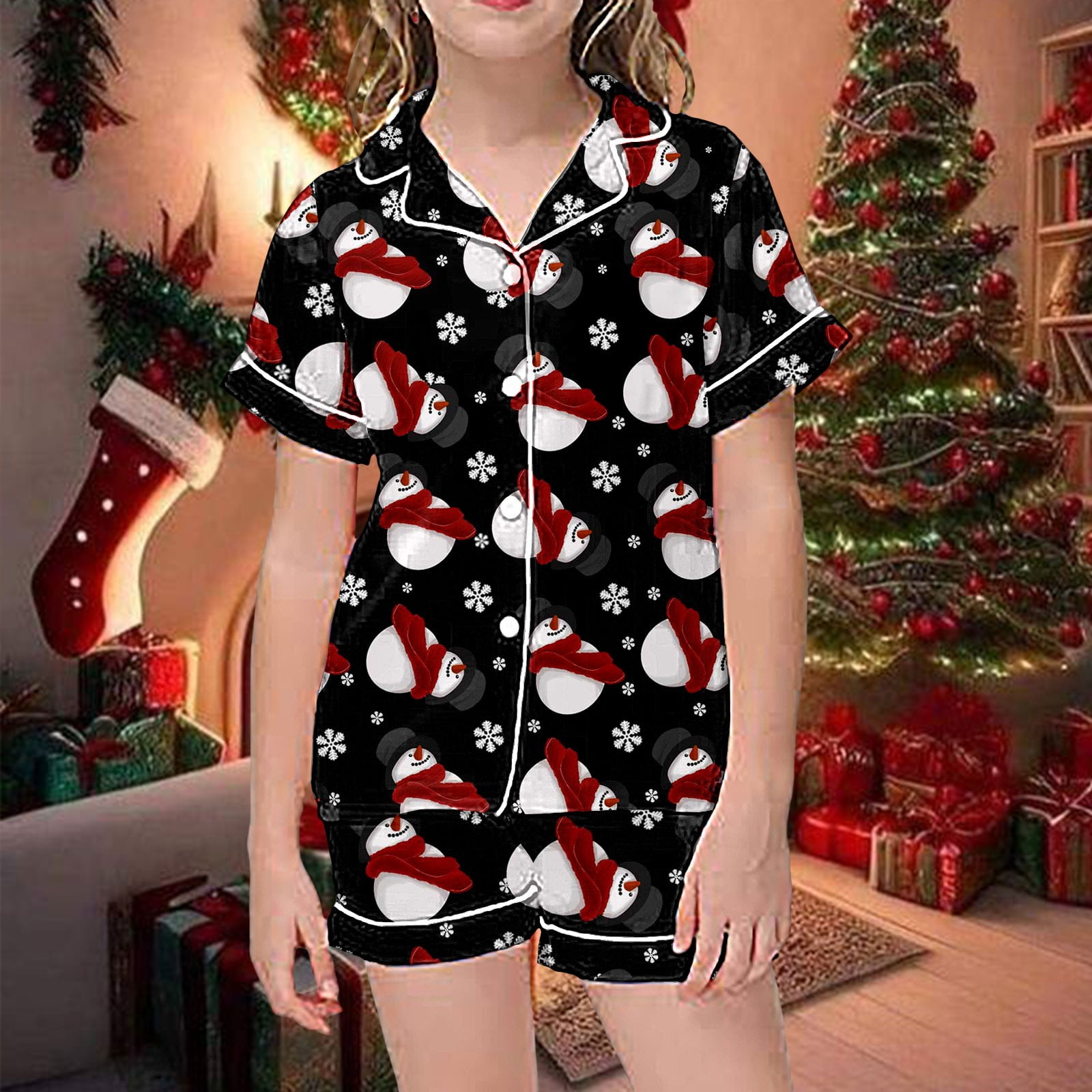 Christmas Pajamas Set Brithday Silk Pajamas for Girls Short Sleeve ...