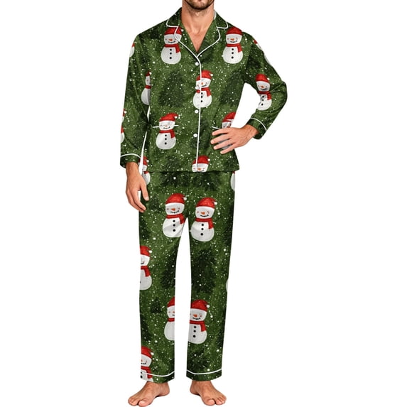 Christmas Pajamas Sets for Men Big and Tall Long Sleeve Button Down ...