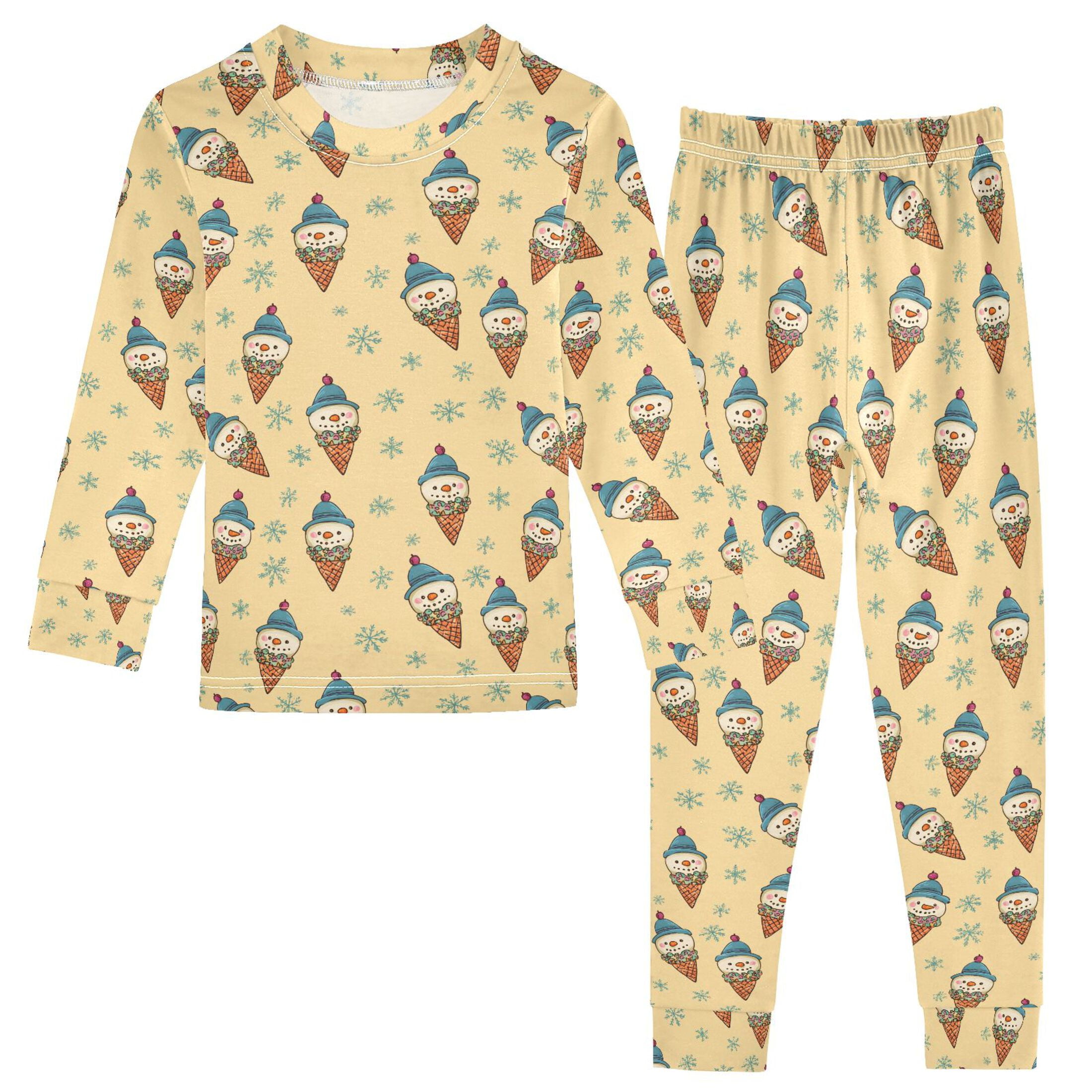 Christmas Pajamas Snowman Ice Cream Cute Comfortable Cotton Two-piece ...