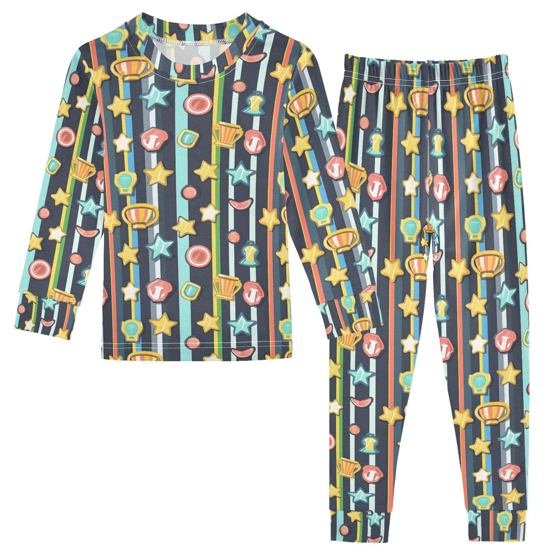 Christmas Pajamas Stripes Stars Emblem Cute Comfortable Cotton Two ...
