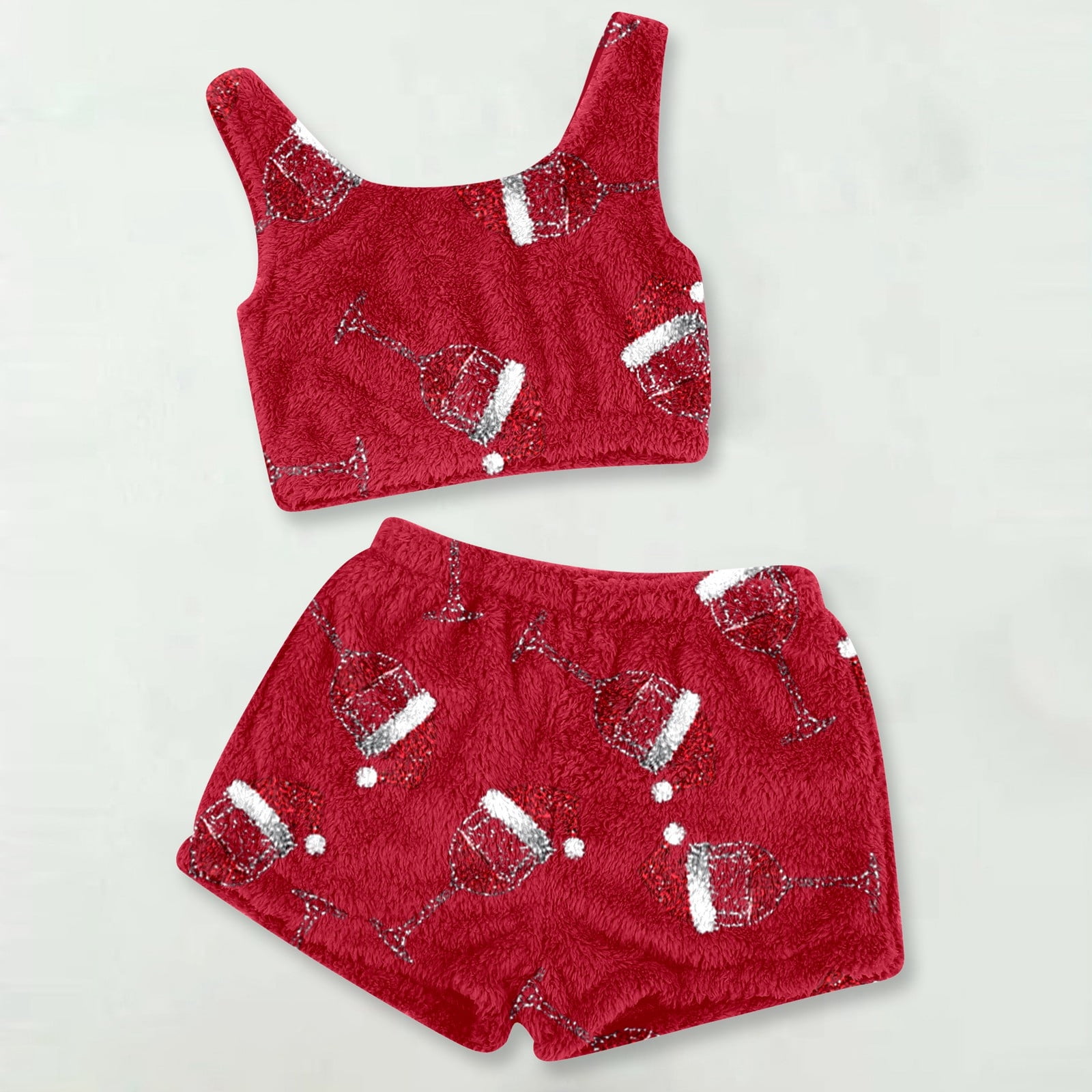 Christmas Pajamas Two Piece Sets for Womens Short Pajamas Set Cami Top ...