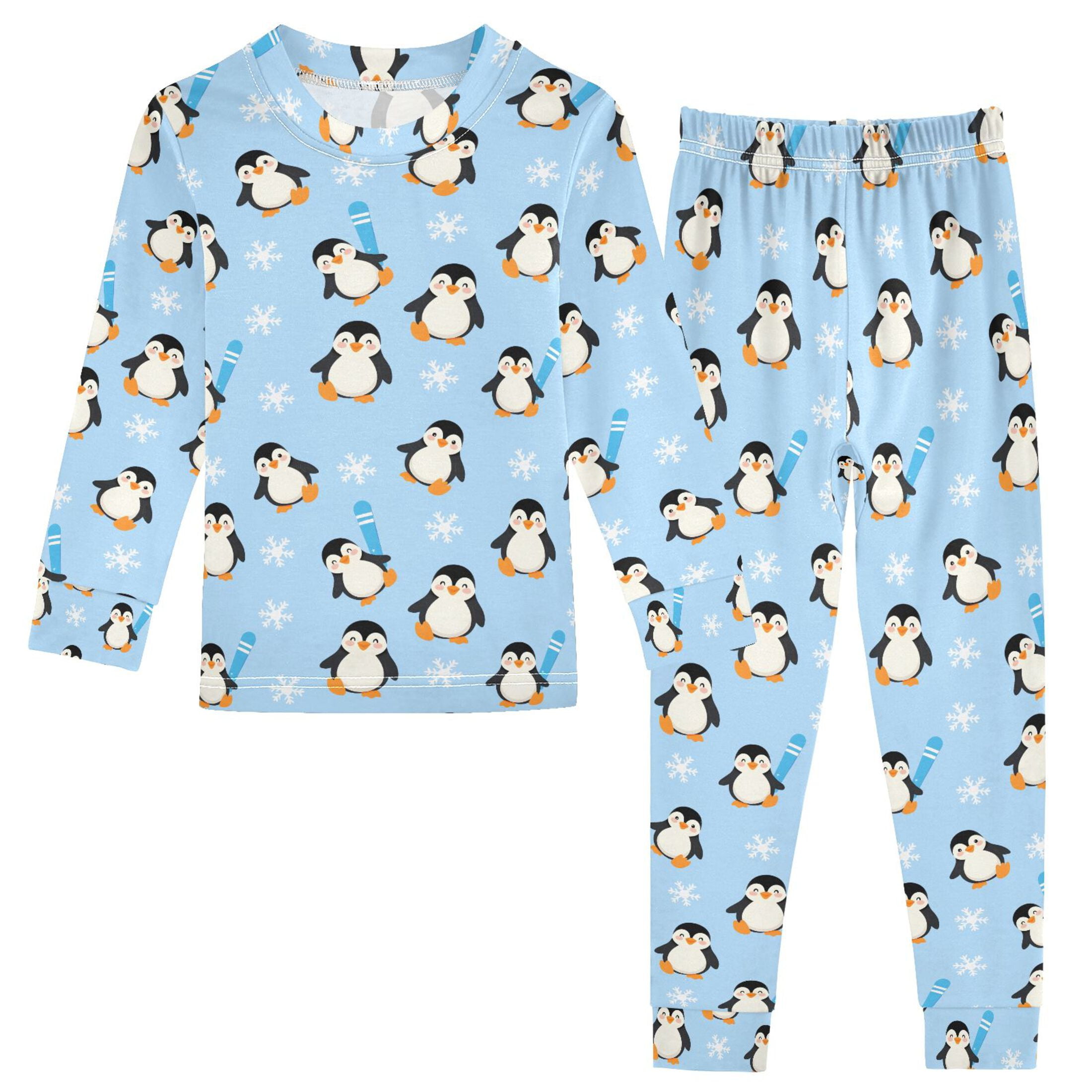 Christmas Pajamas Winter Snowflake Penguin Cute Comfortable Cotton Two ...