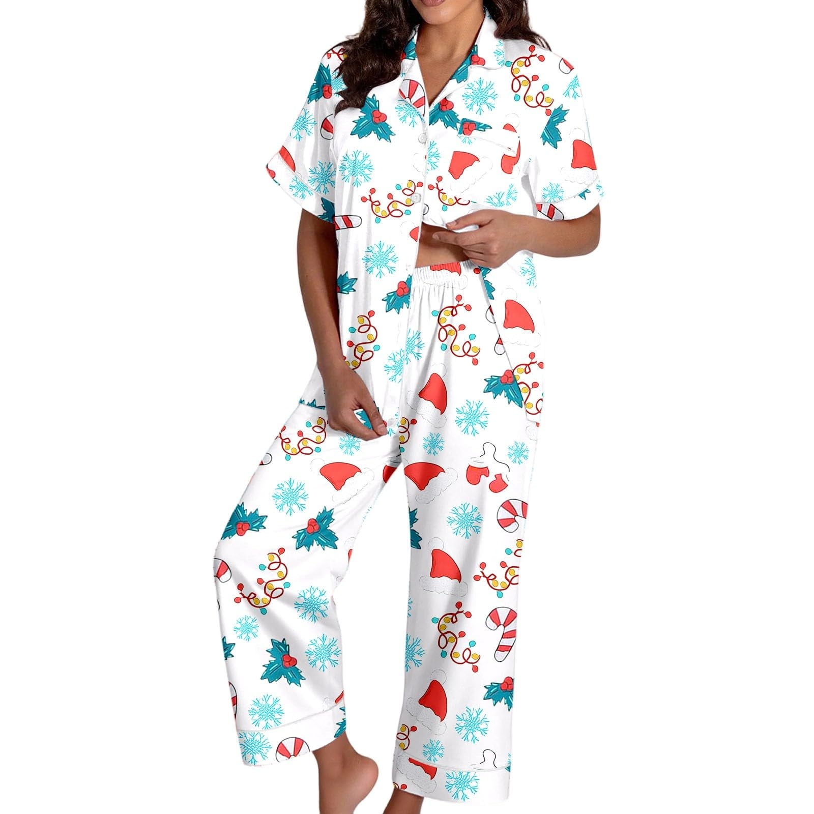 Christmas Pajamas Women's Two-Piece Christmas Pajamas Long Sleeve ...