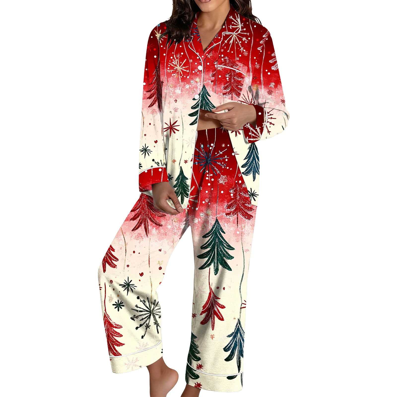 Christmas Pajamas Women's Two-Piece Christmas Pajamas Long Sleeve ...