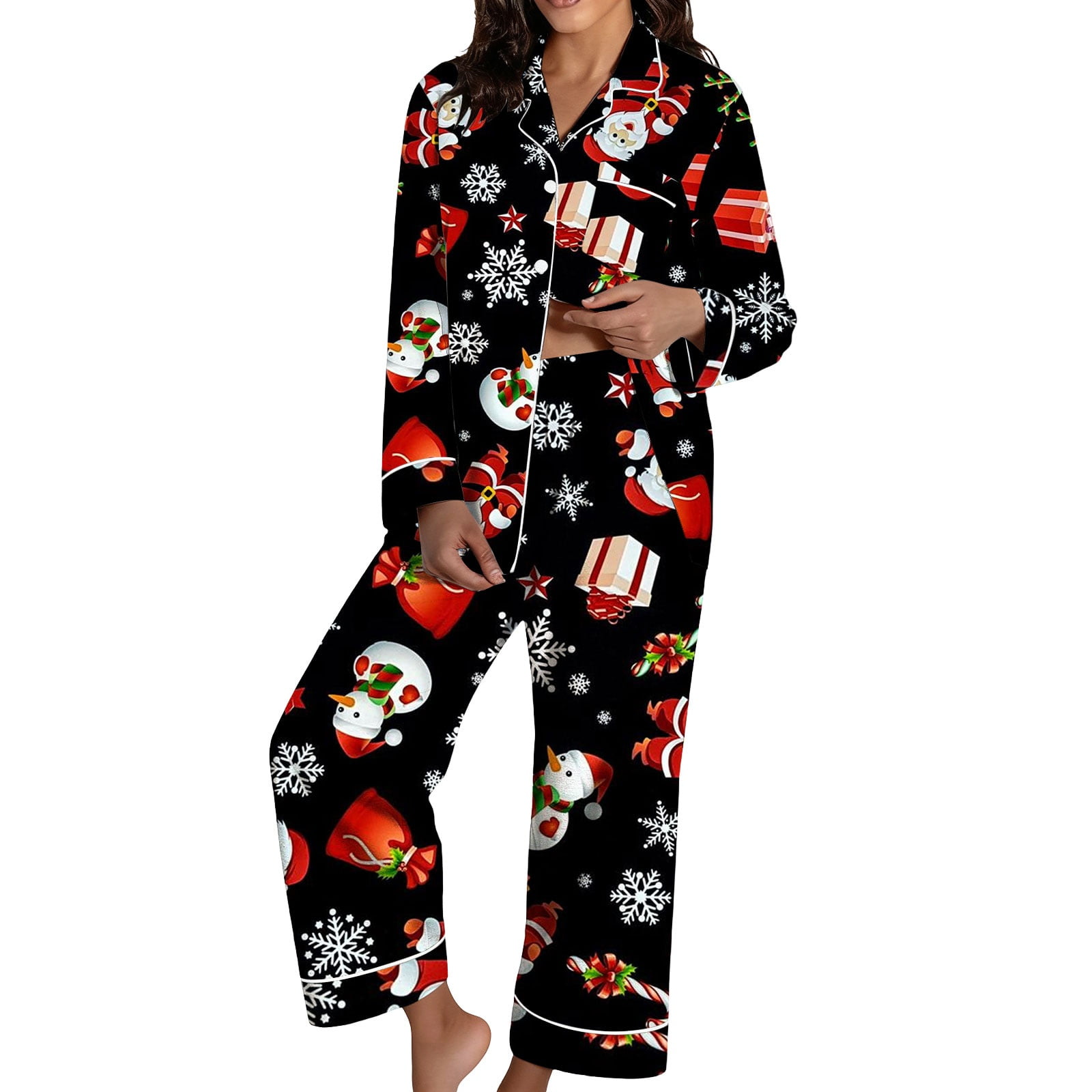 Christmas Pajamas Women's Two-Piece Christmas Pajamas Long Sleeve ...