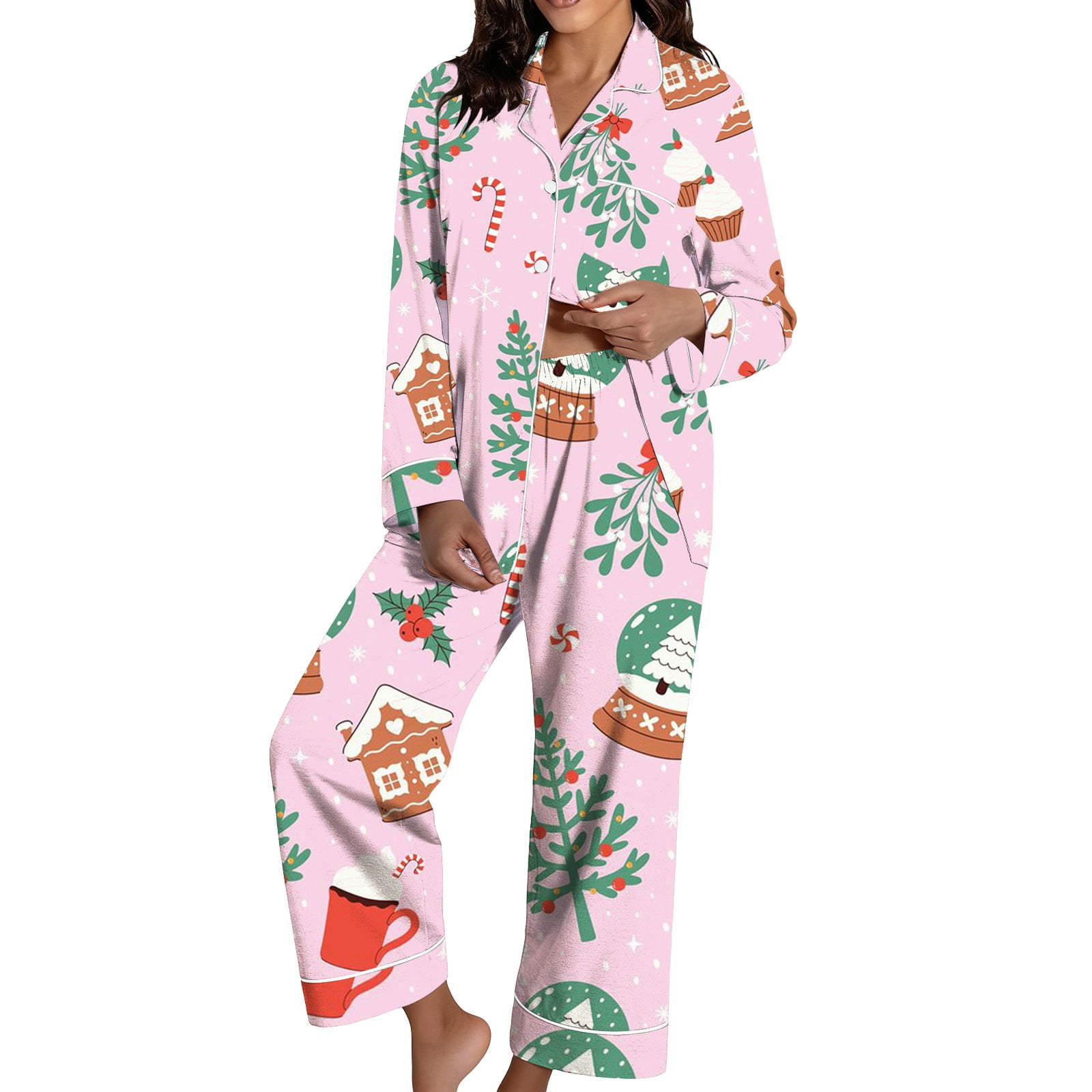 Christmas Pajamas Women's Two-Piece Christmas Pajamas Long Sleeve ...