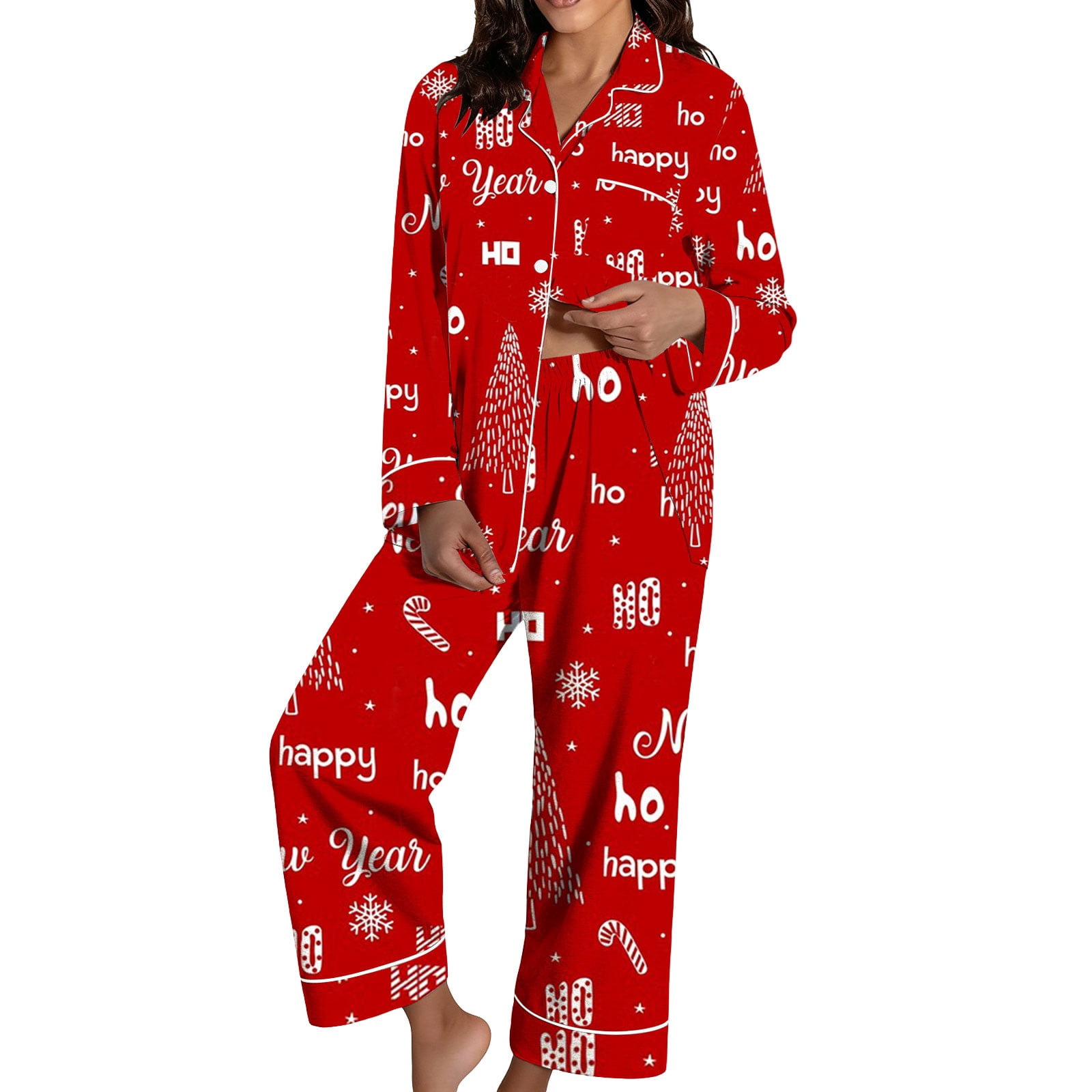 Christmas Pajamas Women's Two-Piece Christmas Pajamas Long Sleeve ...