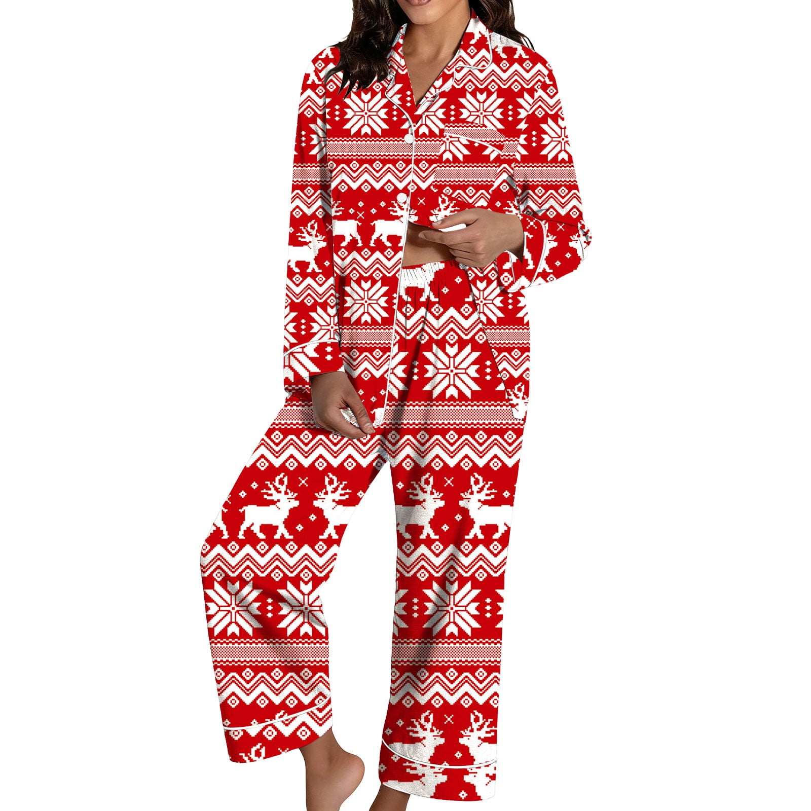 Christmas Pajamas Women's Two-Piece Christmas Pajamas Long Sleeve ...