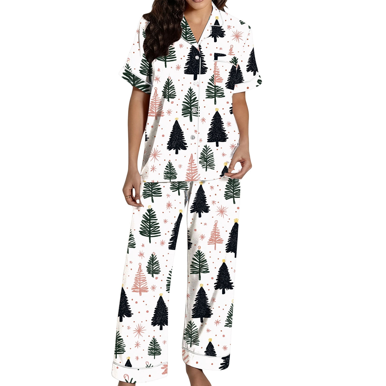 Christmas Pajamas Women's Two-Piece Christmas Pajamas short sleeves ...