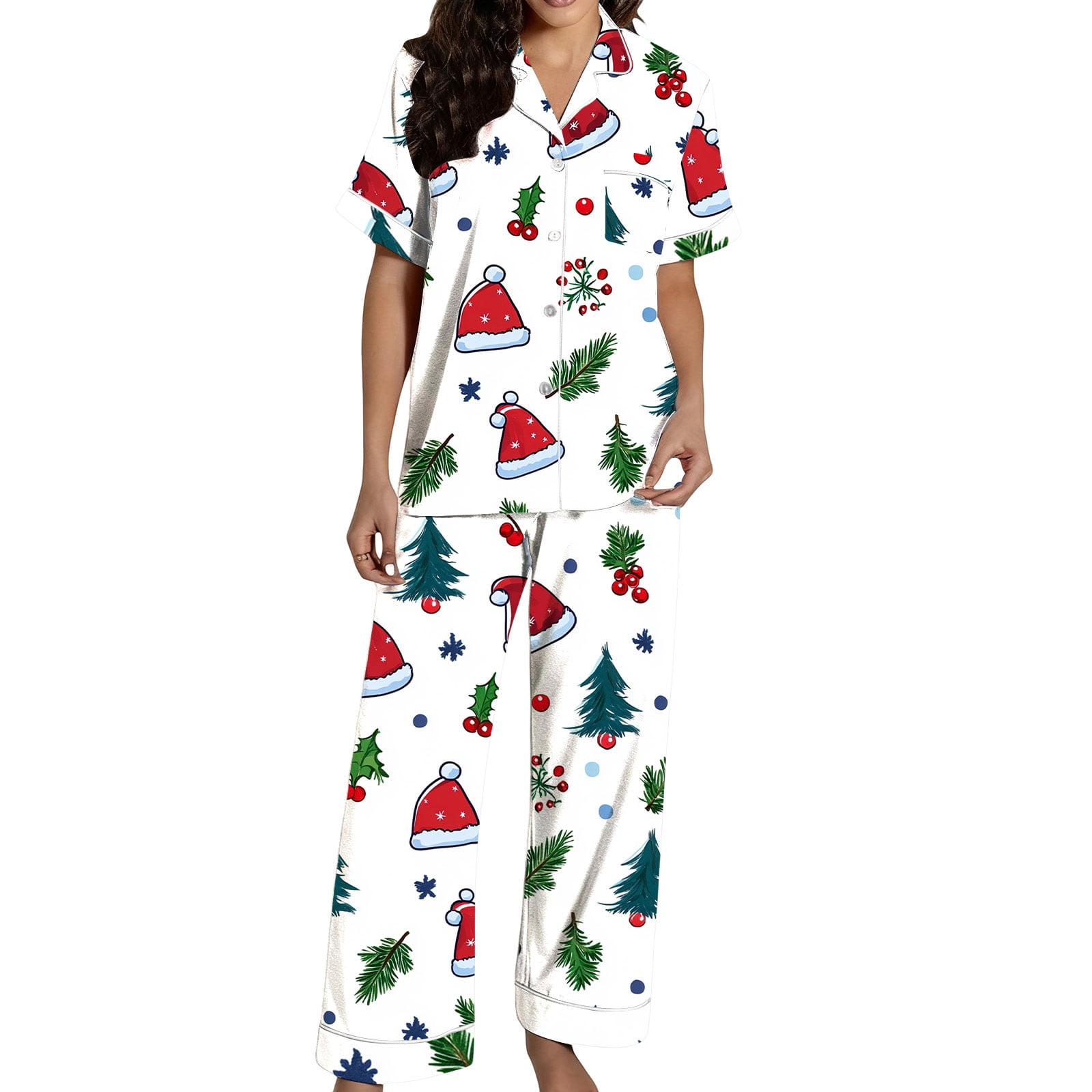 Christmas Pajamas Women's Two-Piece Christmas Pajamas short sleeves ...