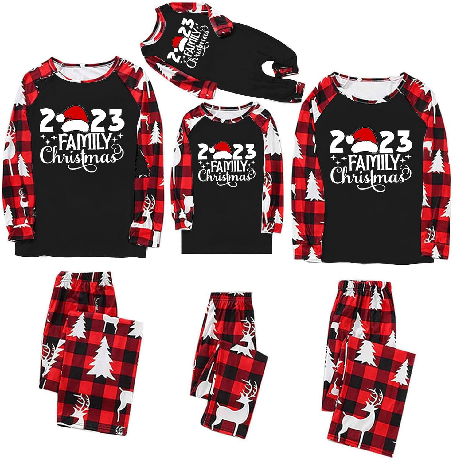Christmas Pajamas for Family Xmas Pjs Matching Sets Long Sleeve Shirts ...