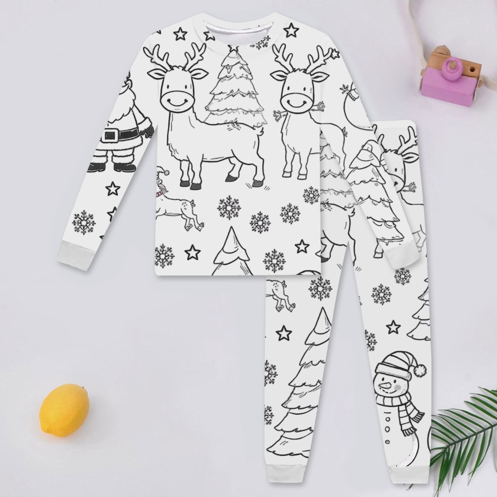 Christmas Pajamas for Kids Color Your Own Pajamas Long Sleeve Top with ...