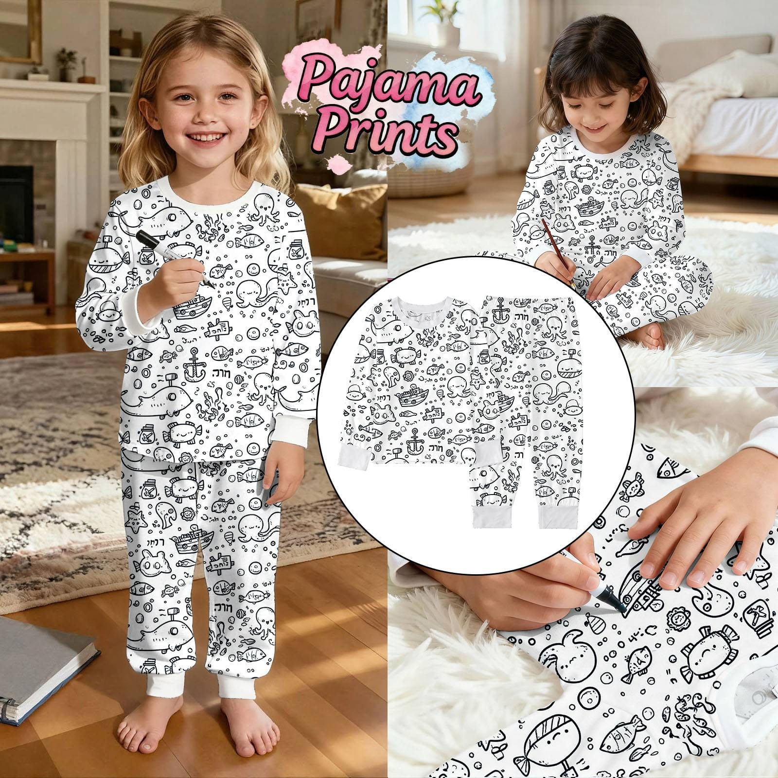 Christmas Pajamas for Kids Santa Claus Long Sleeve Homewear Pajamas ...