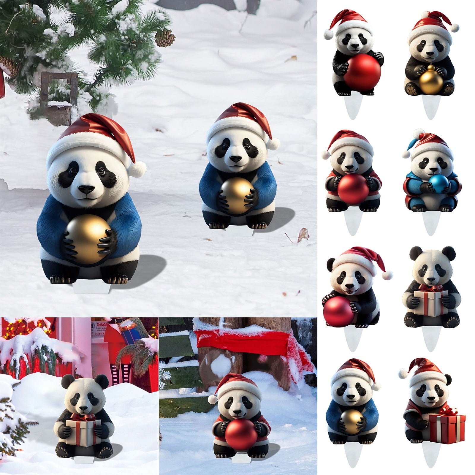 Christmas Panda Ground Piles Inserted Into The Art Garden Decorated ...