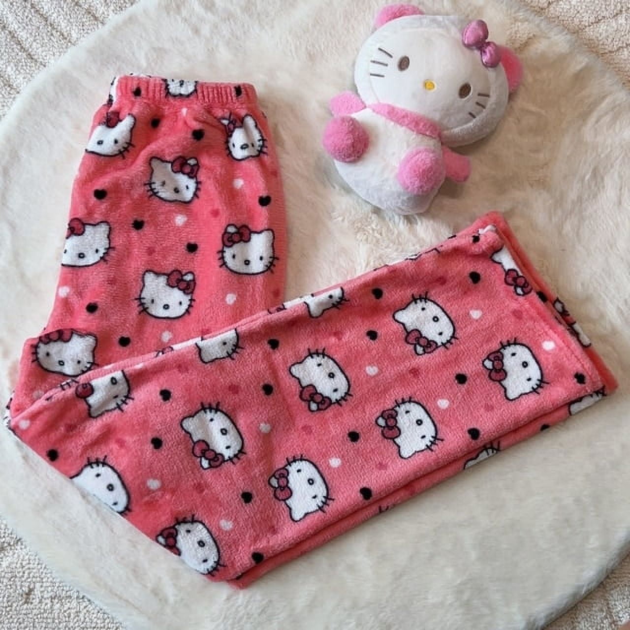 Christmas Pants Sanrio Cartoon Hello Kitty Fleece Pajama Pants Soft ...