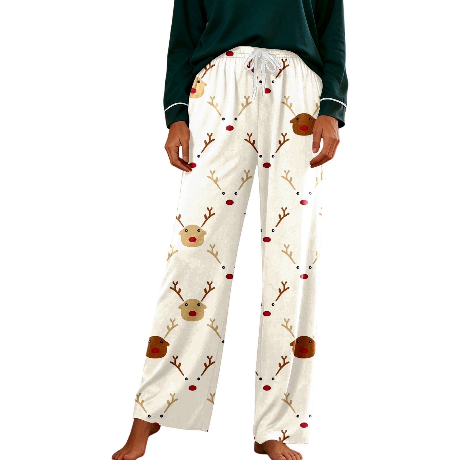 Christmas Pants Women's Christmas Reindeer Pants Elastic Waist ...