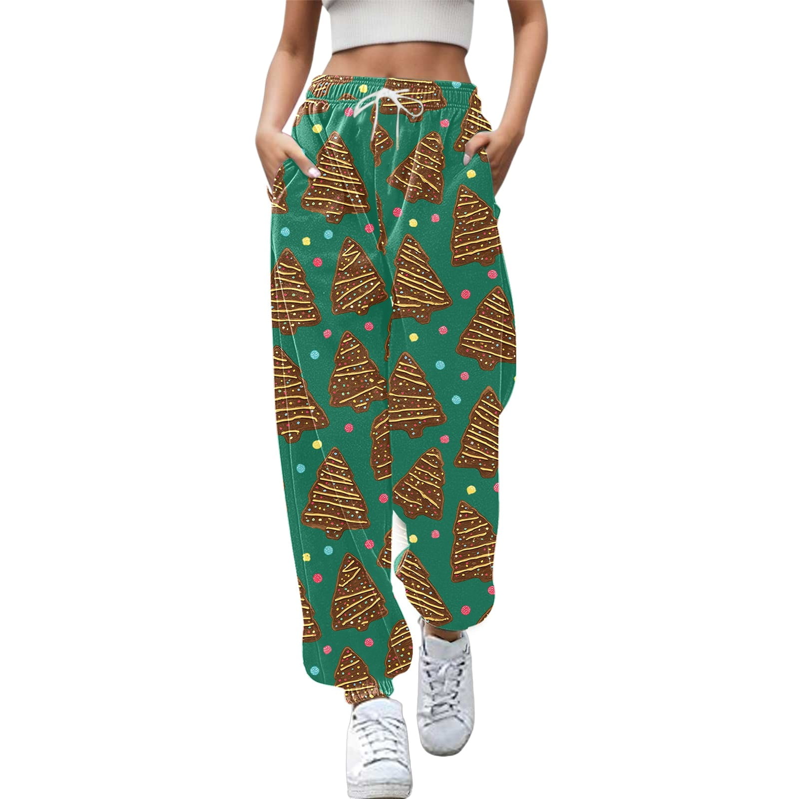 Christmas Pants for Women High Waisted 3D Xmas Print Cinch Bottom ...