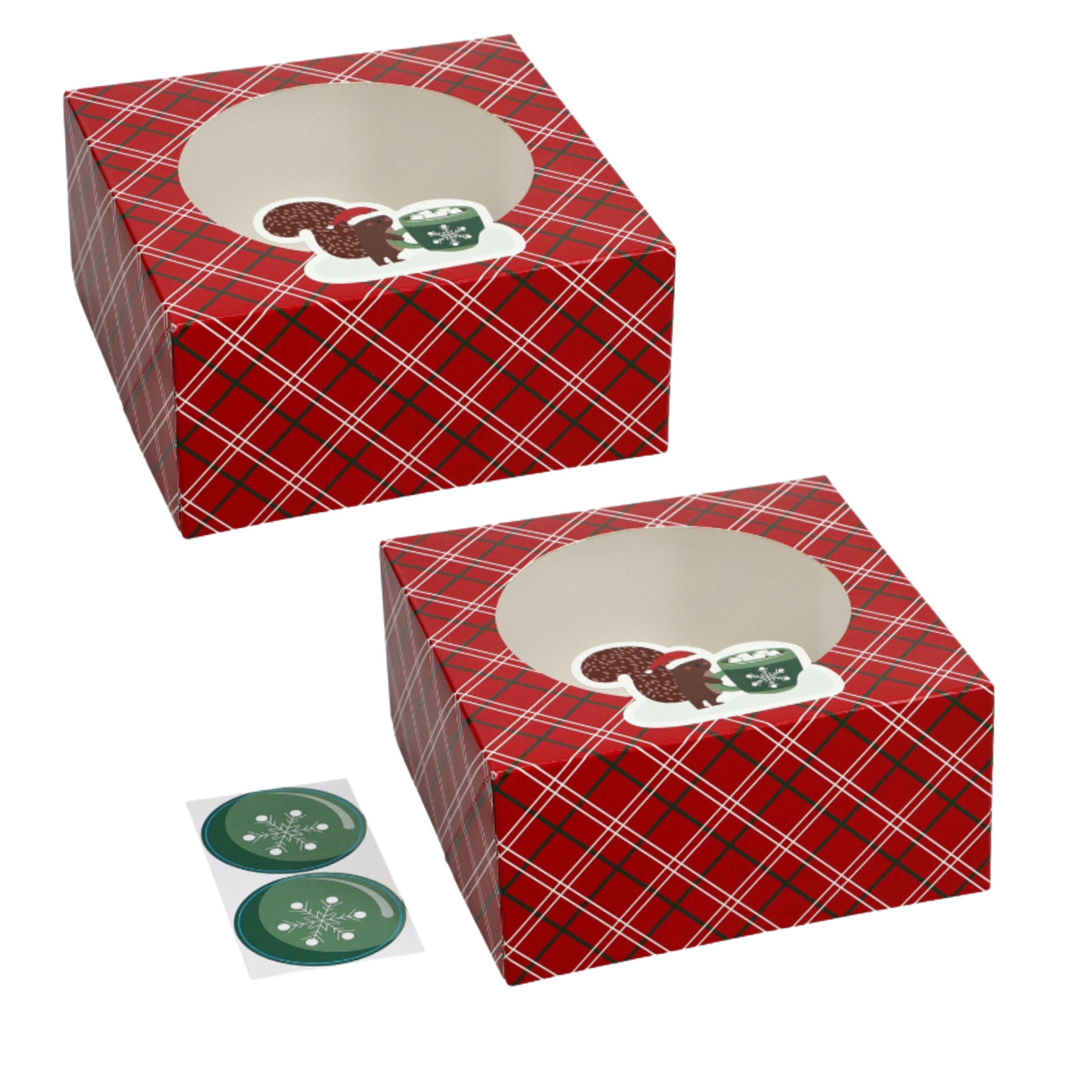 Christmas Paper Cookie Boxes with Sticker Square Red Stipe Festive ...