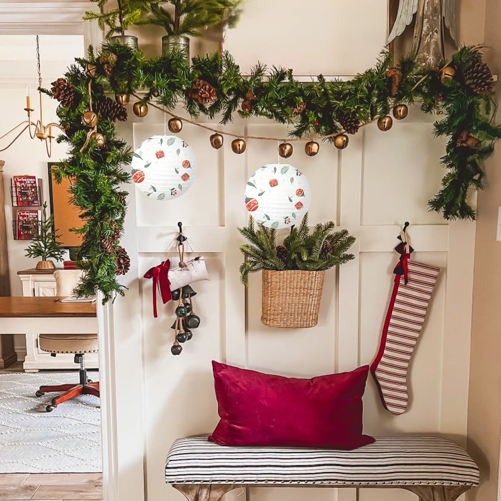 Christmas Paper Lanterns Snowman Reindeer Santa Holiday Party ...