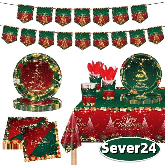 Christmas Paper Plates Disposable Tableware Set Christmas Party ...