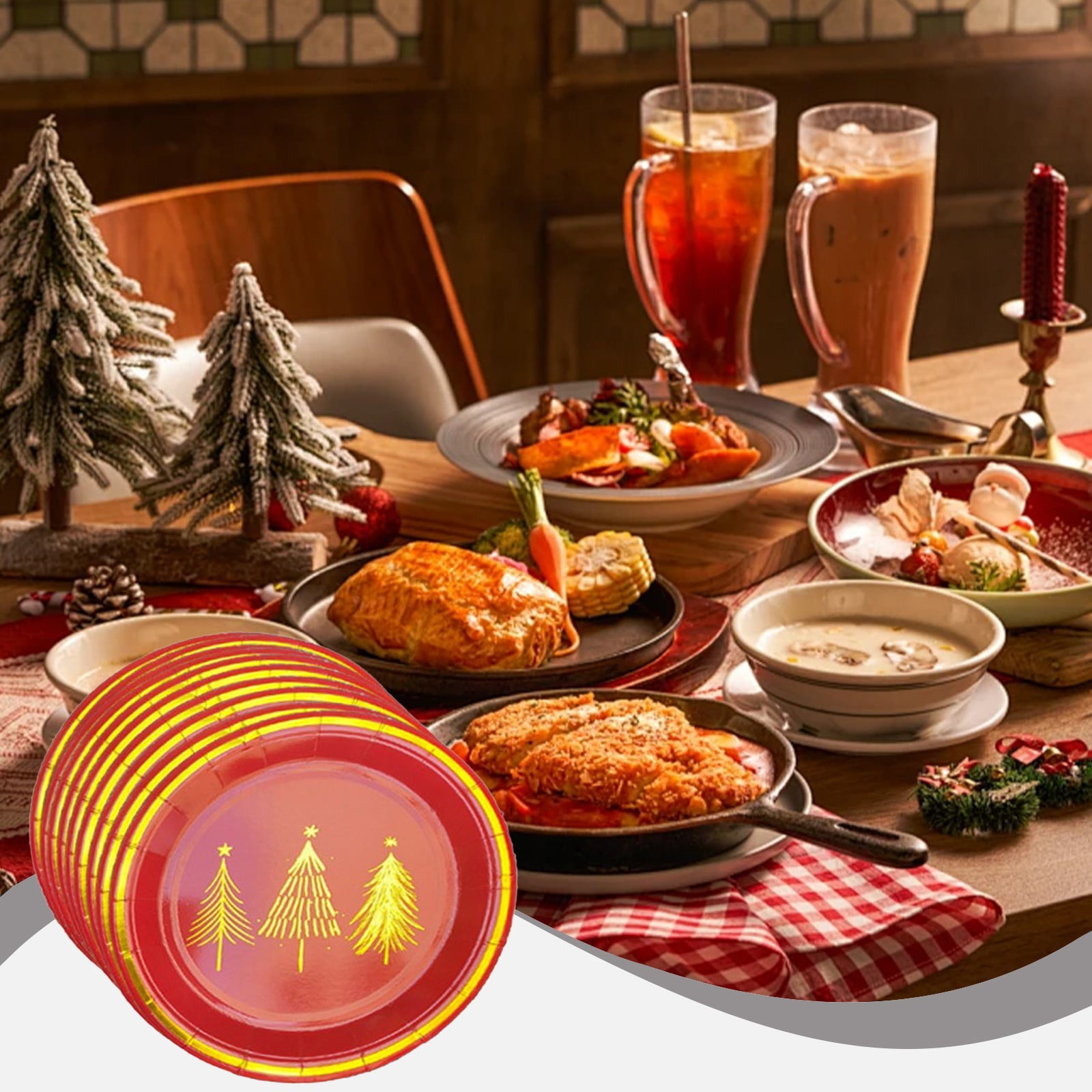 Christmas Paper Plates,10 Pcs Christmas Plates Disposable Heavy Duty ...