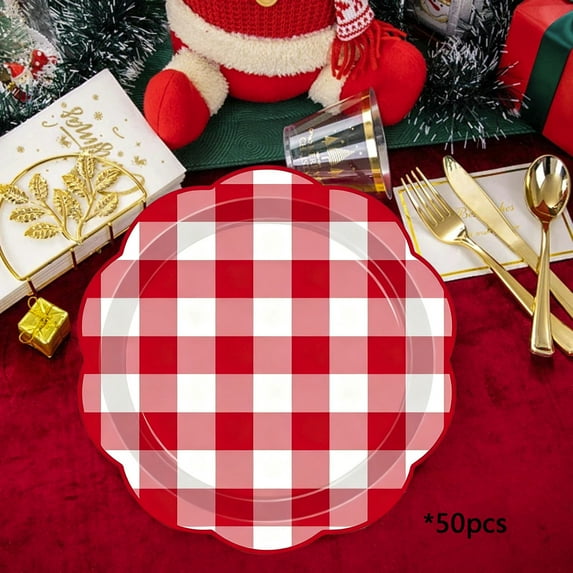 Christmas Paper Plates | 50 Count Disposable Dinner Plates for Holiday ...