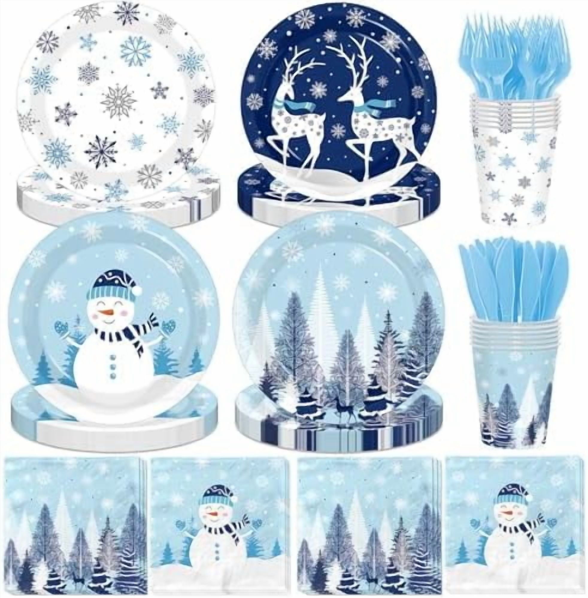 Christmas Paper Plates and Napkins,144pcs Winter Wonderland Plate and ...