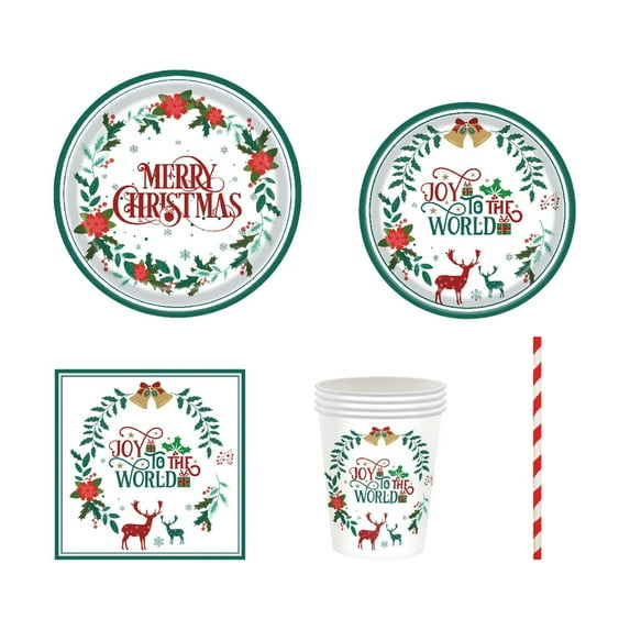 Christmas Paper Plates & Napkins - Santa Claus & Tree Theme Party ...