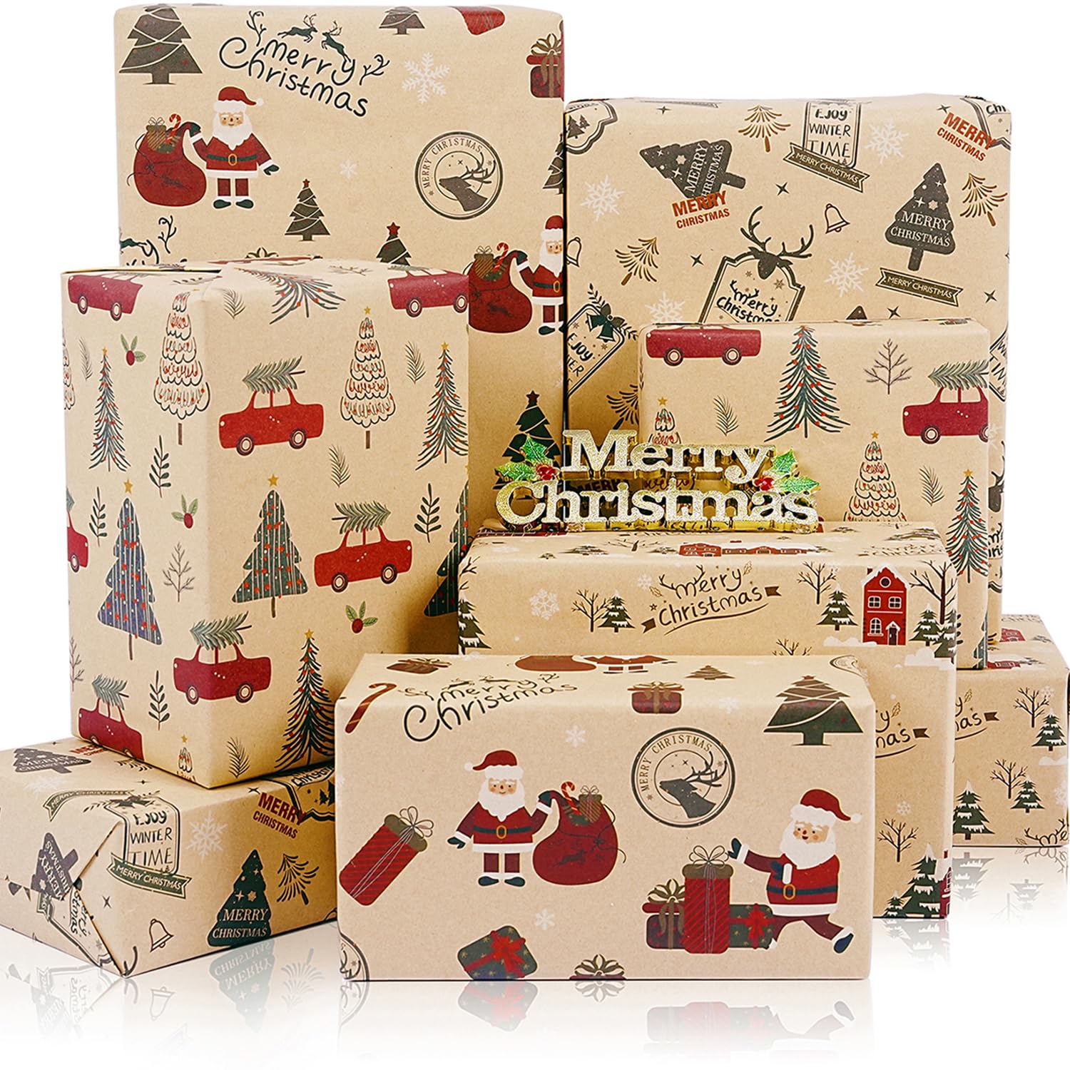Christmas Paper Sheets, Vintage Brown Kraft Christmas Paper Set for ...