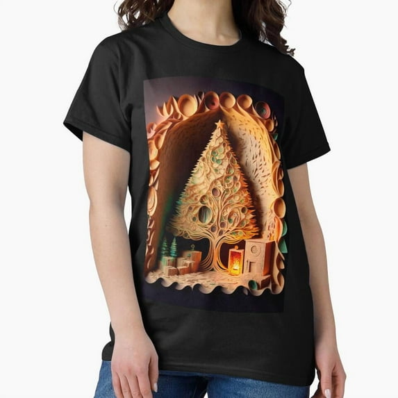 Christmas Paper Tree Scene DESIGN Simple Cutout Style Holiday H10808 T ...