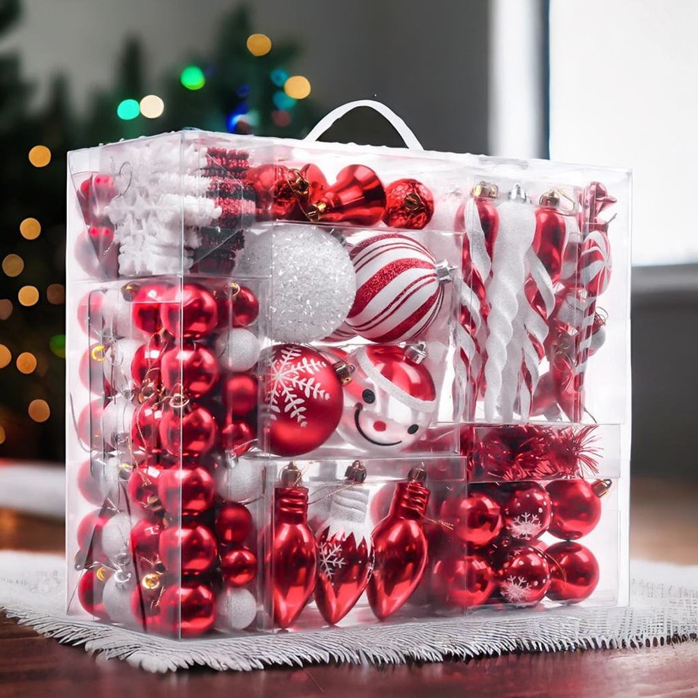 Christmas Paradise Ornament Bundle Mega Set, 155 Red and White Baubles ...