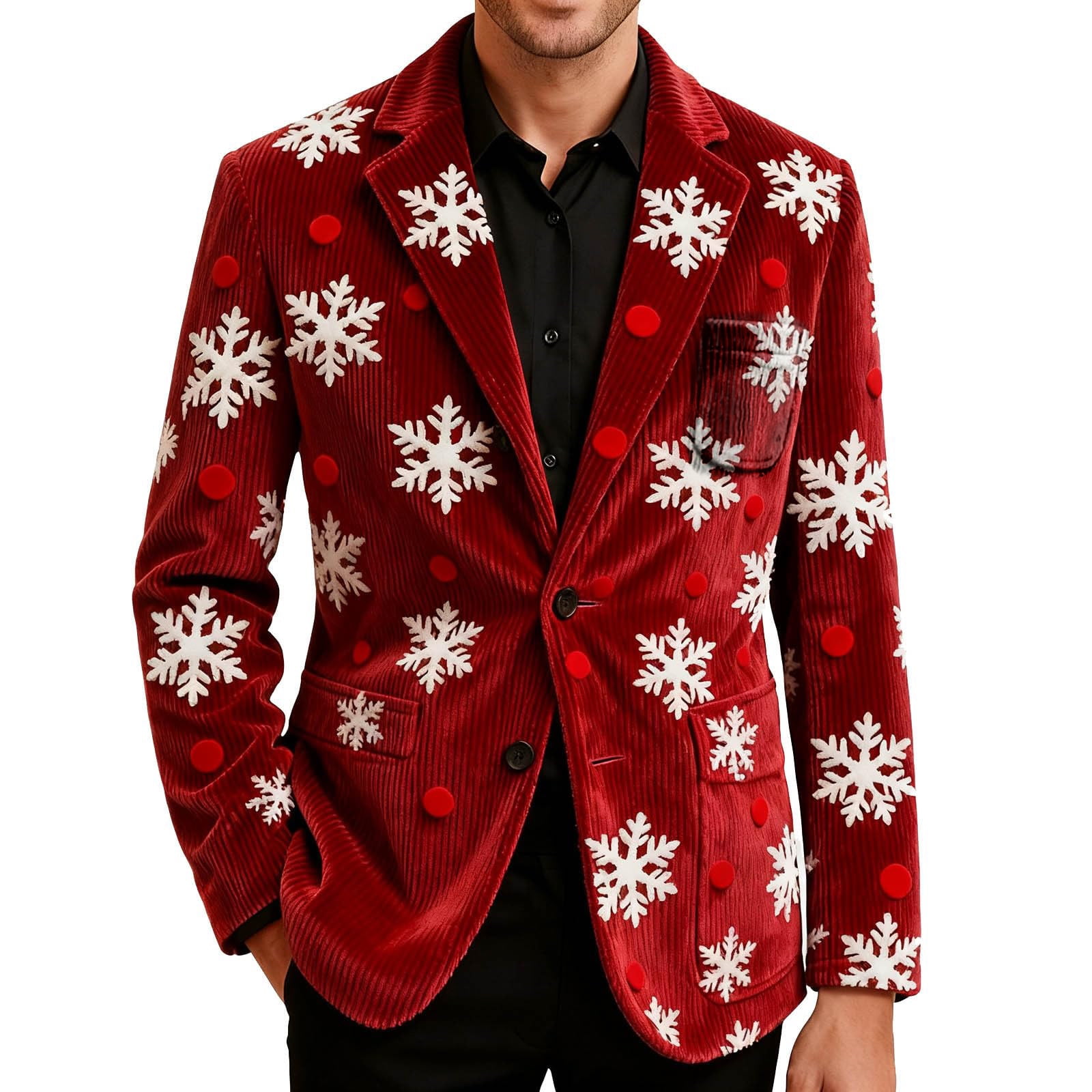 Christmas Party Blazer Men Corduroy Ugly Suit Jacket 3 Button Funny ...
