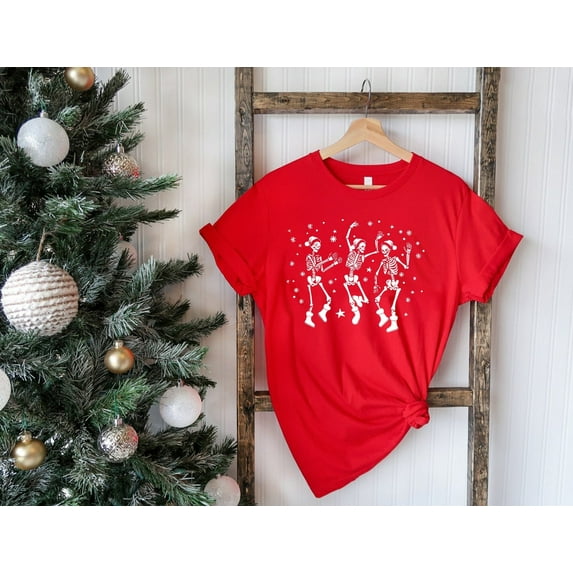 Christmas Party Dancing Skeleton Shirt, Skeletons Merry Christmas Shirt ...