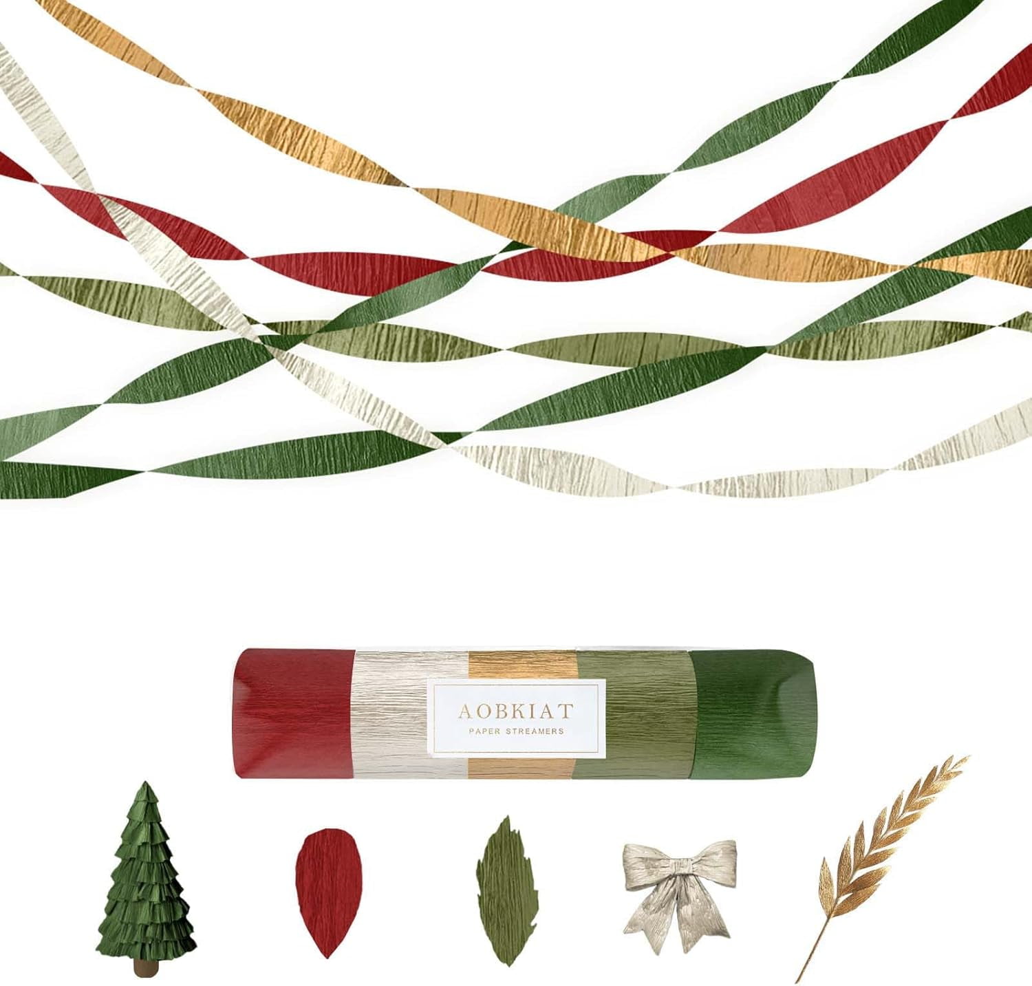 Christmas Party Decorations Party Streamer,5 Rolls Olive Green Red ...