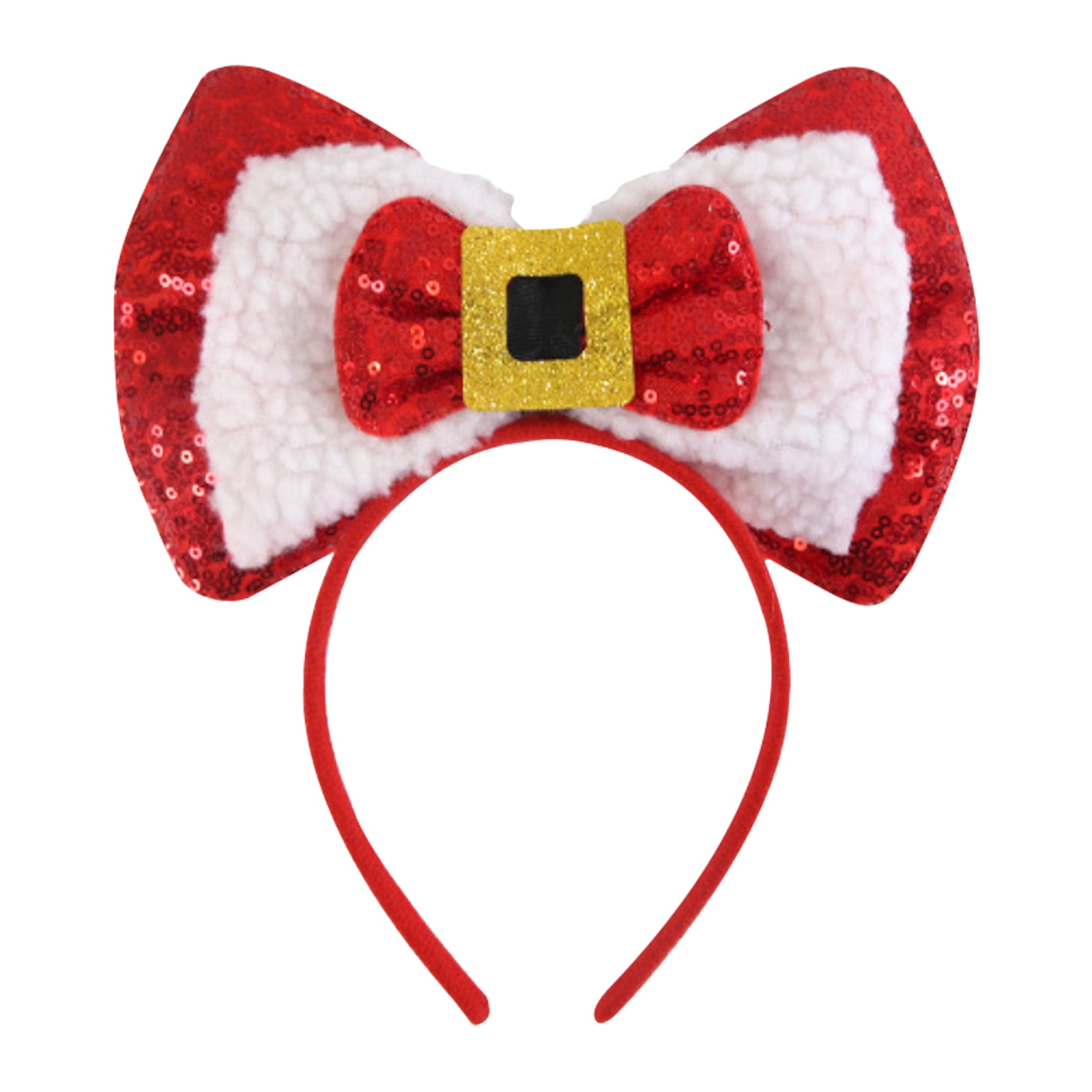 Christmas Party Headband with Santa Style Bowknot Sequins Fuzzy Fabric ...