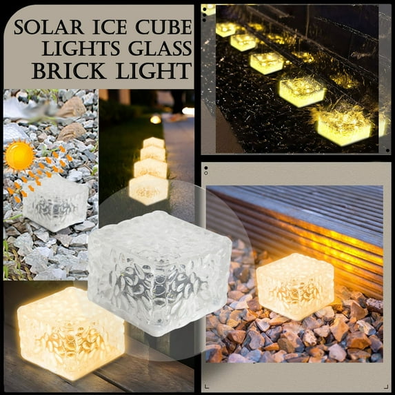 Christmas Party Light-up Decoration,Solar Ice Cubes Lights Glass Brick ...
