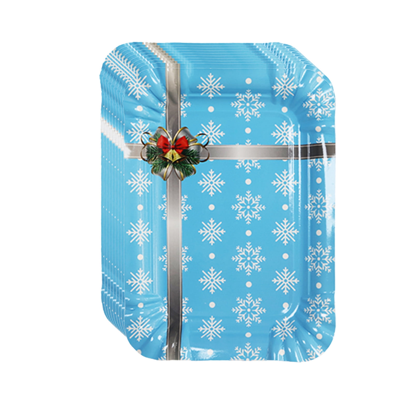 Christmas Party Paper Plate Set, 10pcs Disposable Rectangular Plates ...