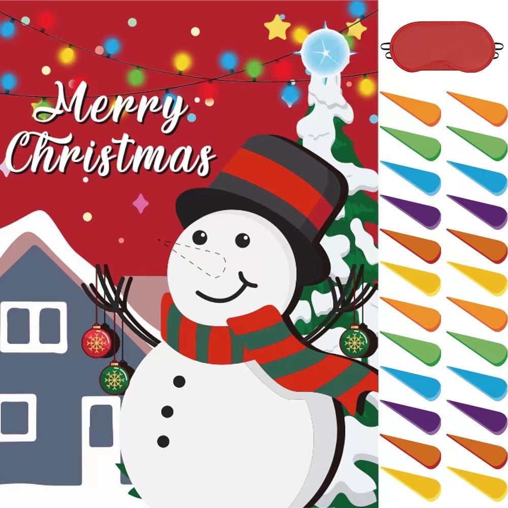 Christmas Party Pin The Nose On The Snowman Games Holiday Reusable Game ...