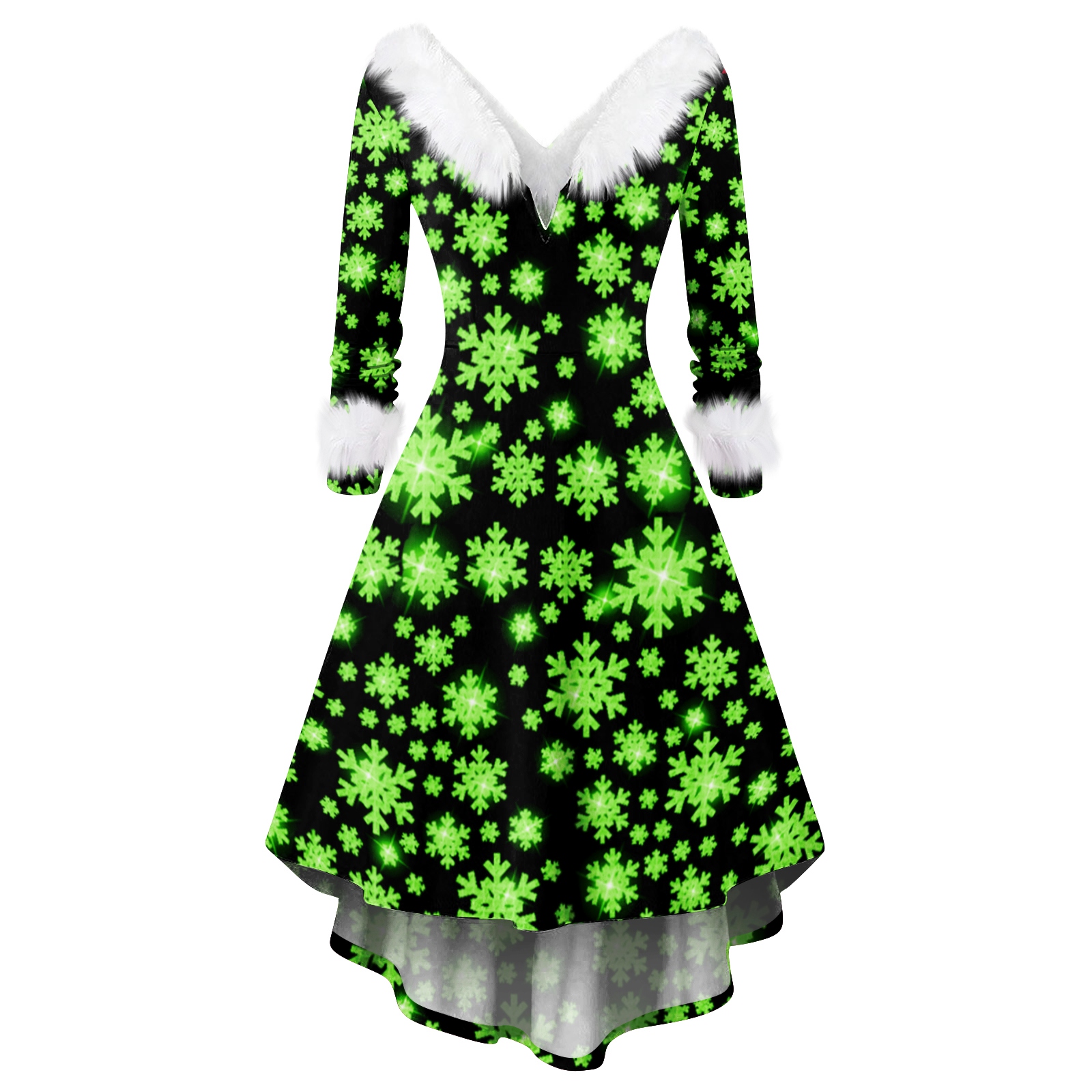 Christmas Party Printed Dresses For Women Vintage Christmas Midi Dress ...